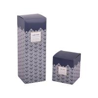 China Blue Printing Paper Perfume Packing Box With Auto Lock Bottom 8x8x20cm for sale