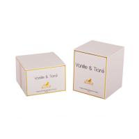 China Customized White Candle Packaging Box Gold Hot Foil Stampping for sale