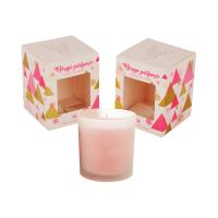China Art Paper Candle Packaging Box Pink With Cutout Window 8cm Size for sale