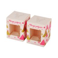 China Art Paper Candle Packaging Box Pink With Cutout Window 8cm Size for sale