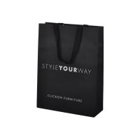 China Multipurpose Black Paper Gift Bags With Handles Rectangle Shape 210gsm Thickness for sale