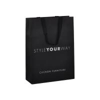 China Multipurpose Black Paper Gift Bags With Handles Rectangle Shape 210gsm Thickness for sale