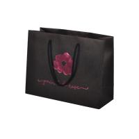China OEM Paper Packaging Bags , Black Kraft Gift Bags With Purple Foil Stamping for sale