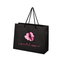 China OEM Paper Packaging Bags , Black Kraft Gift Bags With Purple Foil Stamping for sale