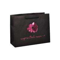 China OEM Paper Packaging Bags , Black Kraft Gift Bags With Purple Foil Stamping for sale