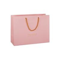 China Multipurpose Pink Custom Paper Shopping Bags With Plastic Clip Handle for sale