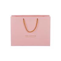 China Multipurpose Pink Custom Paper Shopping Bags With Plastic Clip Handle for sale