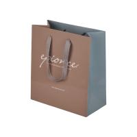 China Brown Gray Art Paper Packaging Bags 0.27mm With Woven Handle for sale