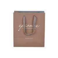 China Brown Gray Art Paper Packaging Bags 0.27mm With Woven Handle for sale