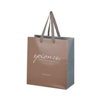 China Brown Gray Art Paper Packaging Bags 0.27mm With Woven Handle for sale