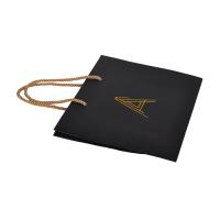 China Hot Foil Stamping Custom Black Paper Bags With Handles 30x20x10cm for sale