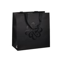 China Customized UV Coating Paper Packaging Bags With Flat Cotton Handle for sale