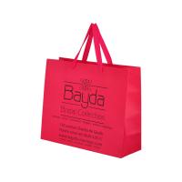 China Bright Pink Paper Packaging Bags Matte Lamination With 128gsm 175gsm Thickness for sale