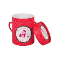 China 2mm Cardboard Cylindrical Paper Container With Stickers Handle 15x25cm for sale