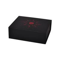 China Customized Black Clothing Cardboard Box Biodegradable With Raffia for sale