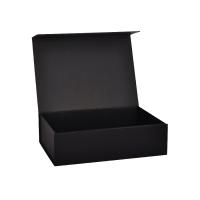 China Contracted Black Rigid Cardboard Gift Boxes For Clothing Garment for sale