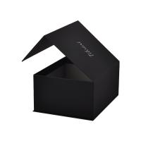 China Black Magnetic Clothing Cardboard Box , Garment Shipping Box With Tissue Paper for sale