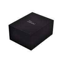 China Black Magnetic Clothing Cardboard Box , Garment Shipping Box With Tissue Paper for sale