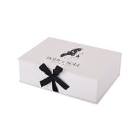 China White Color Custom Wig Packaging Boxes With Black Logo Printing Ribbon Bow for sale
