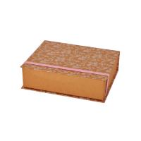 China Rigid Book Shape Cardboard Wig Box Wheat Color With Stretch Rubber String for sale