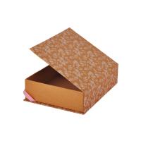 China Rigid Book Shape Cardboard Wig Box Wheat Color With Stretch Rubber String for sale