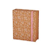 China Rigid Book Shape Cardboard Wig Box Wheat Color With Stretch Rubber String for sale