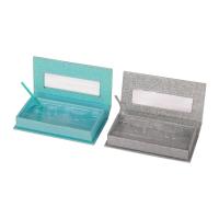 China PVC Insert Custom Eyelash Packaging Box , Glitter Blue Cardboard Box With Clear Window for sale
