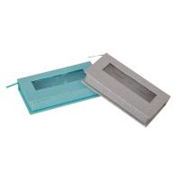 China PVC Insert Custom Eyelash Packaging Box , Glitter Blue Cardboard Box With Clear Window for sale