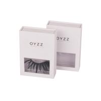China Sturdy White Cardboard Eyelash Box With Visible Window Slide Tray for sale