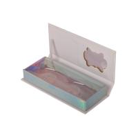 China Cardboard White Eyelash Boxes With Holographic Effect Clear Window for sale