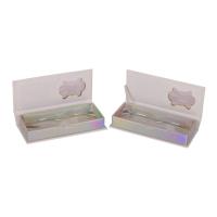 China Cardboard White Eyelash Boxes With Holographic Effect Clear Window for sale