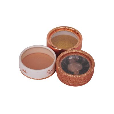 China Round Shape Eyelash Paper Box Packaging With Plastic Tray Window OEM for sale