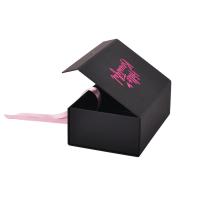 China Black Hot Pink 2mm Thick Cardboard Matte Lamination Cardboard Wig Box For Packing With Ribbon for sale