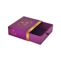 China Purple Gold 2mm Thick Cardboard Matte Lamination Hair Extension Box Drawer Box for sale