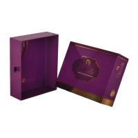 China Purple Gold 2mm Thick Cardboard Matte Lamination Hair Extension Box Drawer Box for sale