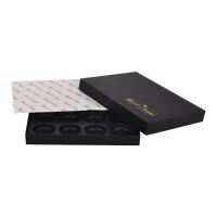 China Black Paperboard Hot Stamping Chocolate Packaging Boxes With Plastic Insert for sale