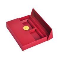China Red Double Door Cardboard Paper Box Packaging Cake Hot Stamping Logo for sale