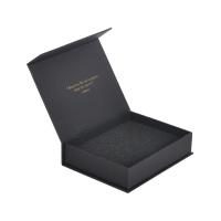 China Stamping Black Rigid Paper Box Packaging Gift With Magnetic Lids Closure for sale