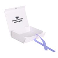 China Sturdy White Foldable Paper Magnetic Gift Boxes Packaging Product With Ribbon for sale