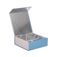 China Magnetic Lid Close Cosmetic Box Packaging Skincare Set Coated Paper Blue for sale
