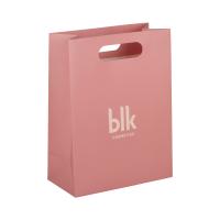 China Bio - Degradable Pink Paper Bags Packaging Clothing With Die Cut Handle for sale