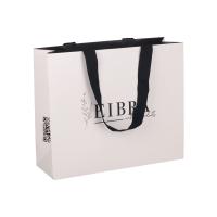 China Eco Friendly White Gift Paper Bags Clothing Packaging With Flat Cotton Handle for sale
