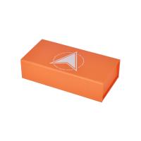 China Rigid Paper Orange Small Magnetic Cardboard Box Packaging Gift Foldable for sale