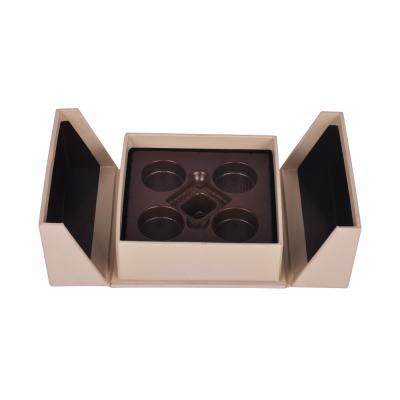 China Small Double Door Chocolate Paper Boxes Packaging With Plastic Insert for sale