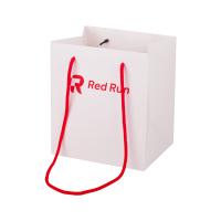 China Square Bottom White Paper Bags Gift Flower Packaging Cotton Rope Handle for sale