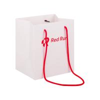 China Square Bottom White Paper Bags Gift Flower Packaging Cotton Rope Handle for sale