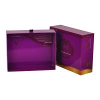 China Purple Drawer Paper Box Wig Hair Extension Packaging With Ribbon Handle for sale