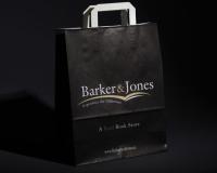 China Black Kraft Paper Gift Bags Clothing Shopping Packaging With Flat Cotton Handle for sale