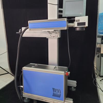 China 30W Fiber Flying Laser Marking Machine IPG Max Raycus 110x110mm Marking Area for sale