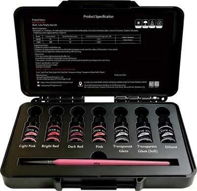 China 7 Shades UV POLYFIX STAIN Dental Gingiva Resin Stain Complete Kit for sale